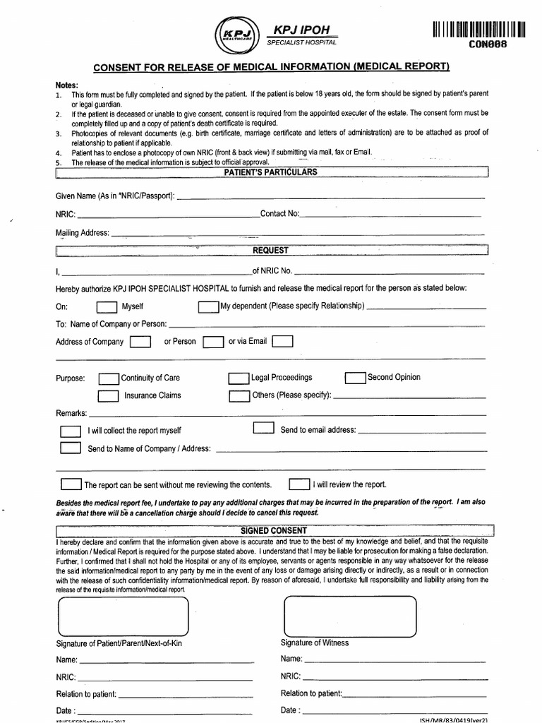 KPJ Ipoh Consent Form (ENG) | PDF