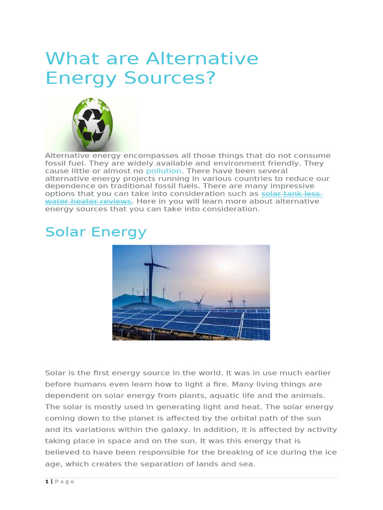What Are Alternative Energy Sources | PDF | Renewable Energy | Solar Energy