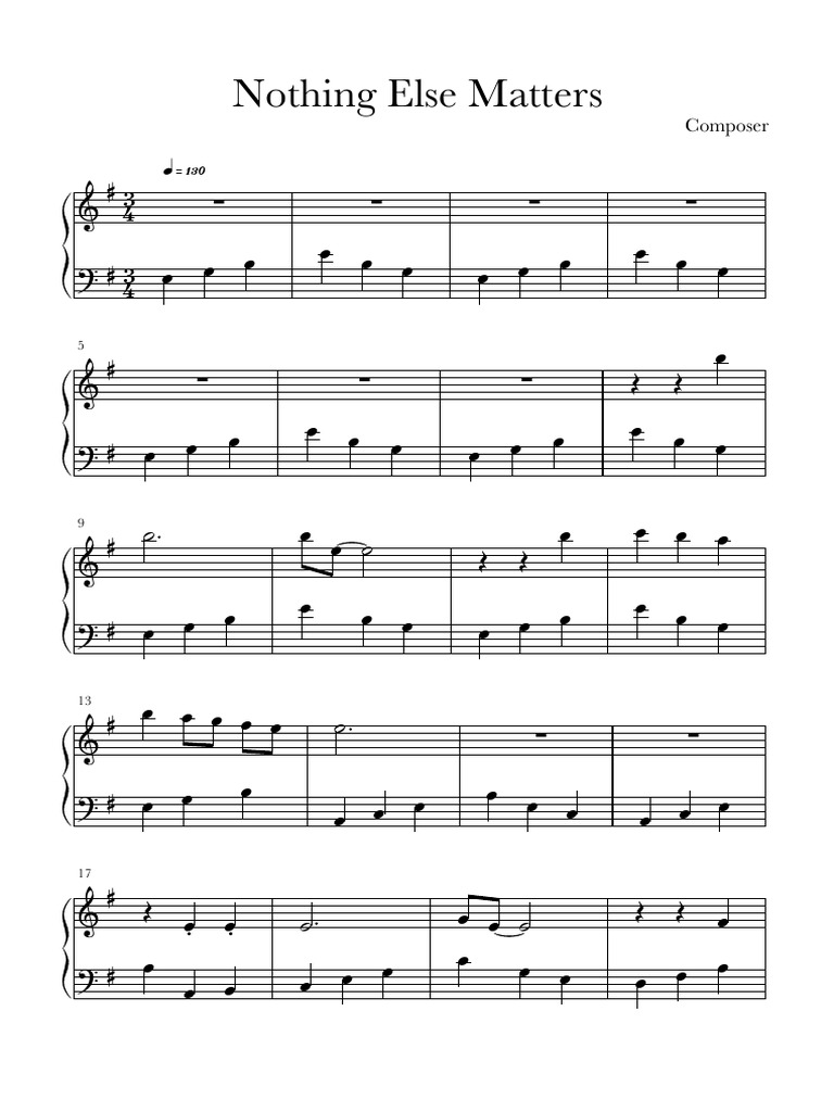 Nothing Else Matters Intro Easy Piano | PDF