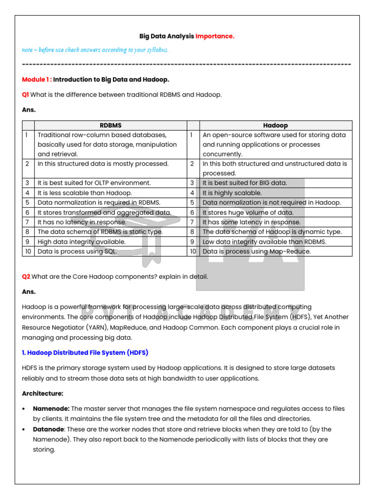 Big Data Analysis BDA IMP QNA Openinapp | PDF | Apache Hadoop | No Sql