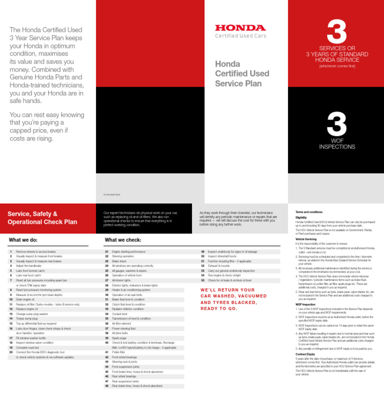 Honda Used Car Service Plan | PDF | Tire | Vehicles