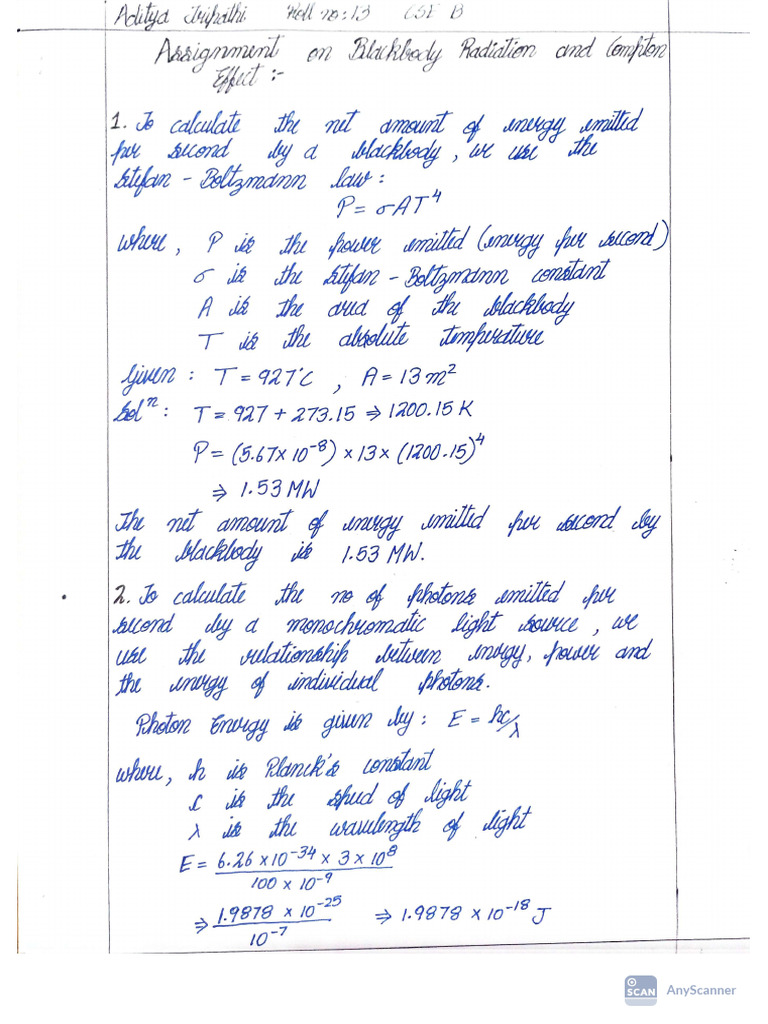 Physics Assignment Roll No 13 | PDF