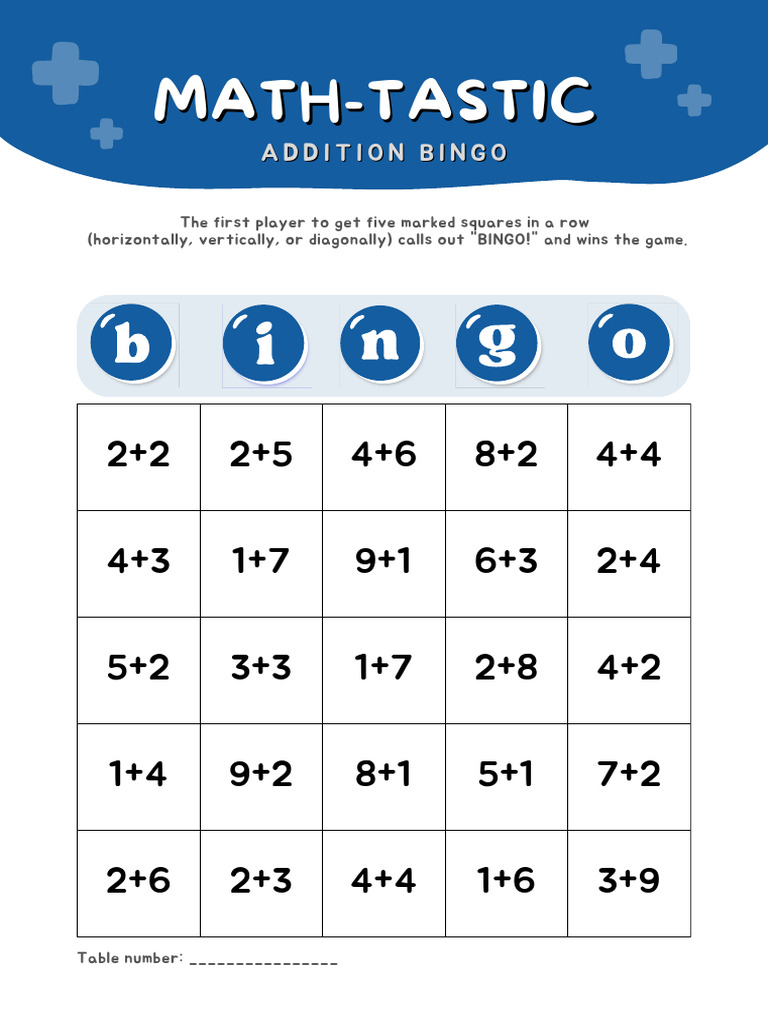 Addition Bingo Game Instructions | PDF | Games Of Chance | Gambling Games