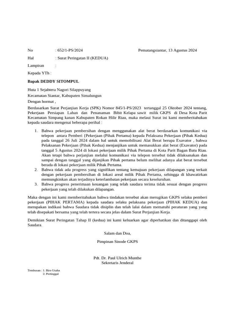 Surat Peringatan II | PDF | Pengelolaan Keuangan & Uang | Hukum