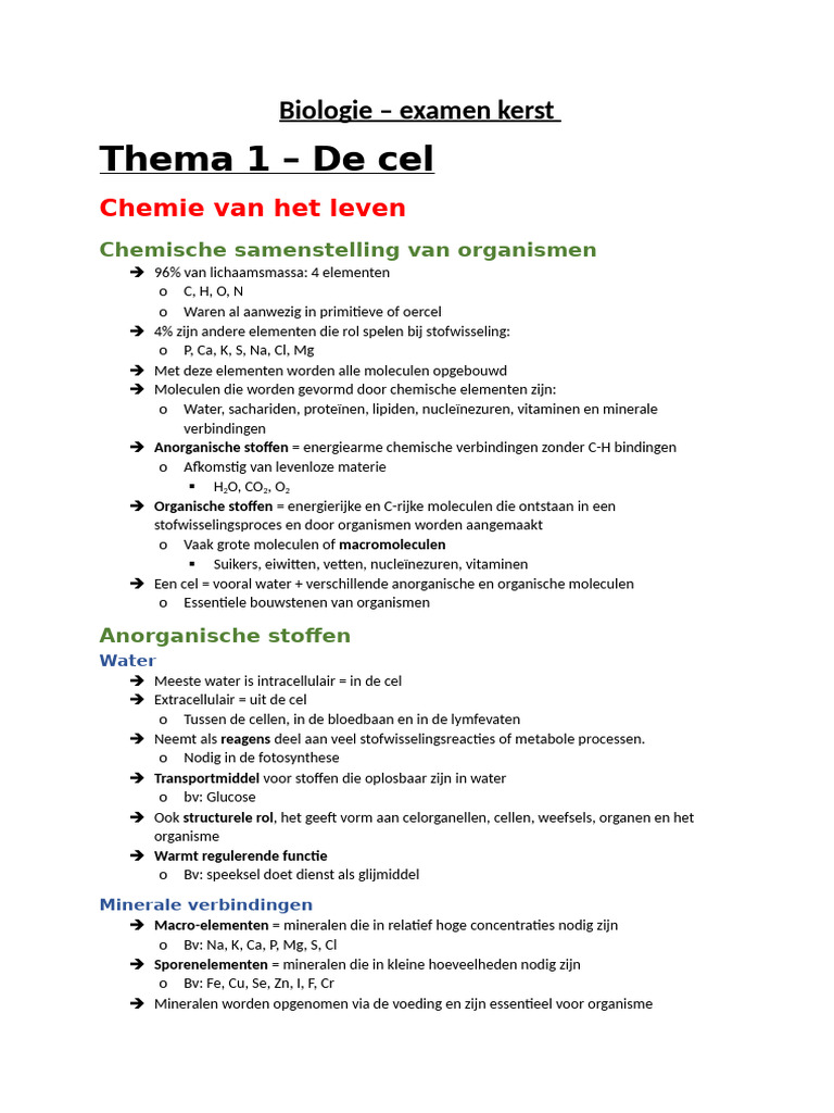 Bio Samenvatting Thema 1 - Word | PDF