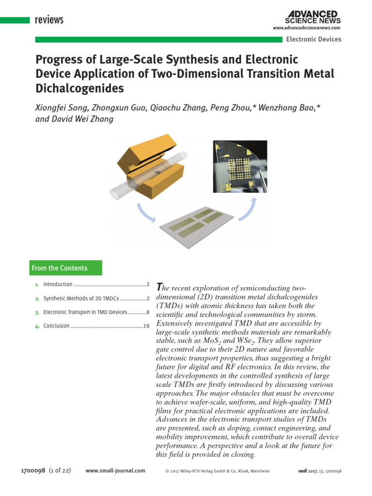Progress of Large-Scale Synthesis and Electronic Device Application of ...