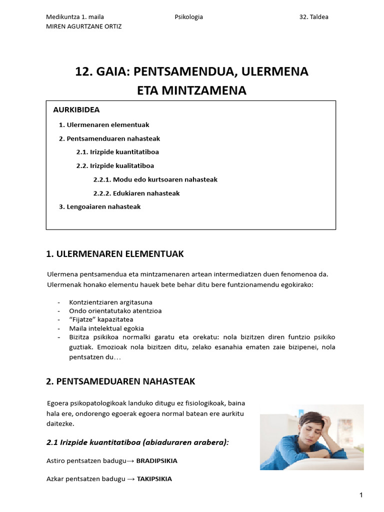 GAIA - PENTSAMENDUA, ULERMENA ETA MINTZAMENA (Zuzenduta) | PDF