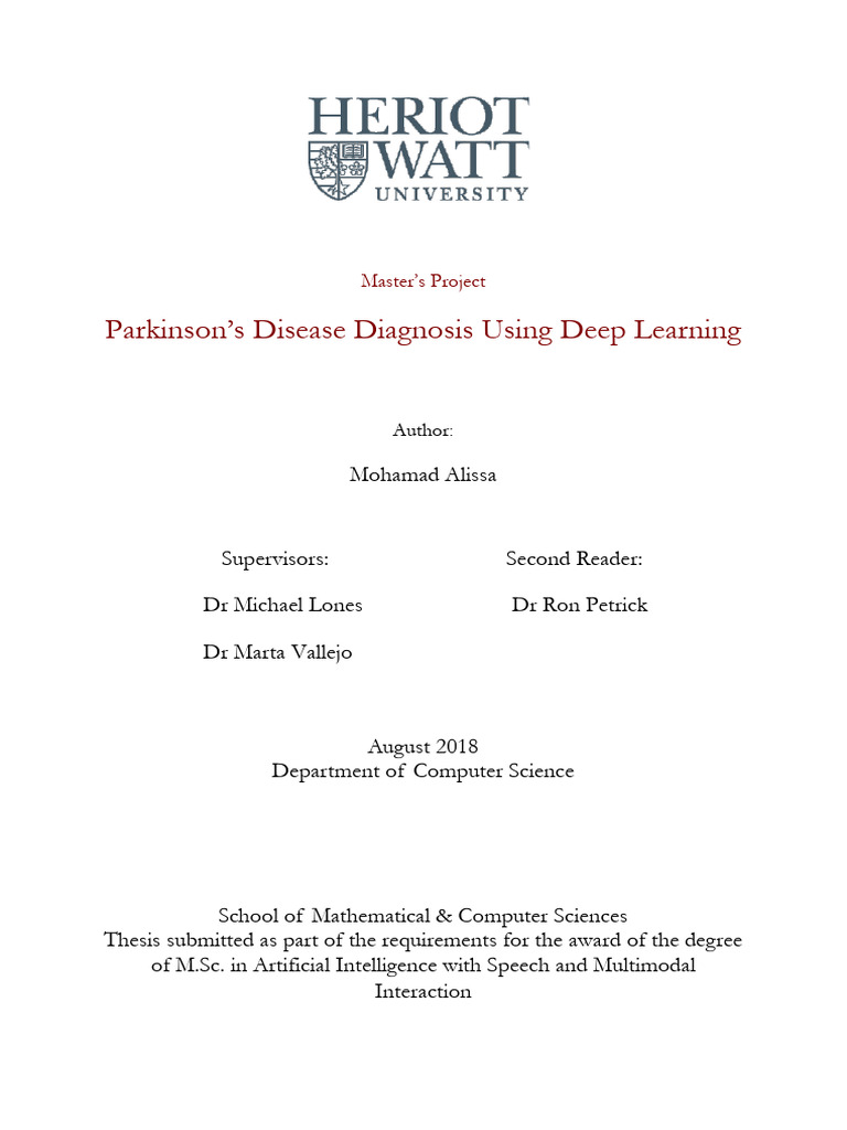Parkinsons Disease Diagnosis Using Deep Learning | PDF | Artificial Neural Network | Parkinson's ...