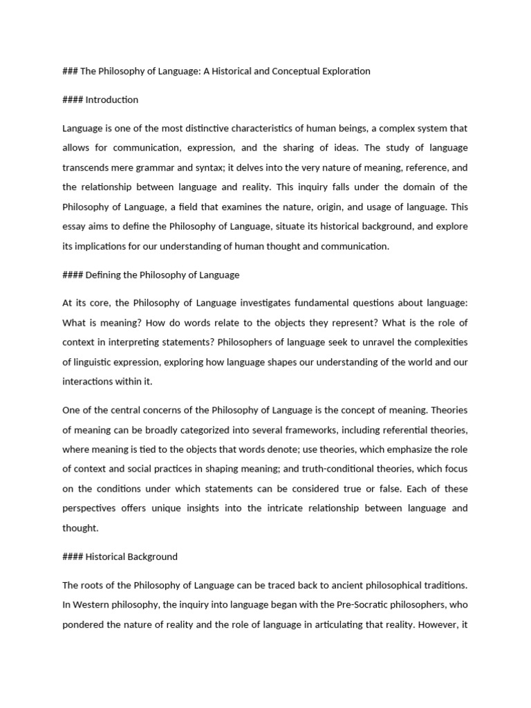 Philosophy of Language | PDF | Semantics | Philosophy Of Language