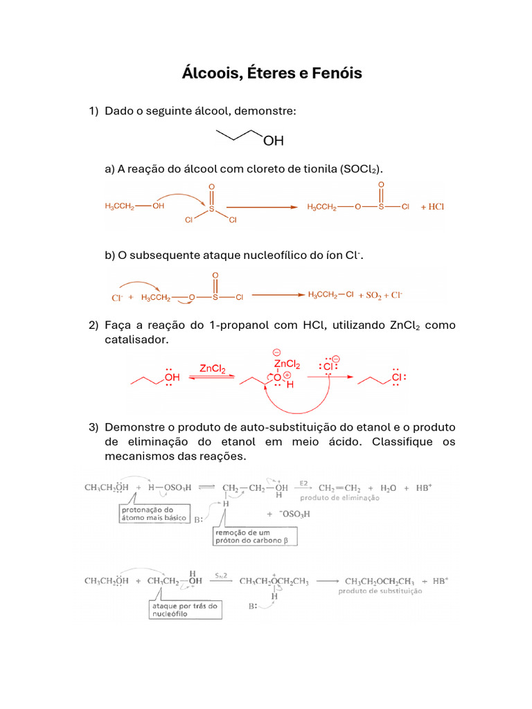 Gabarito - Lista 7 - Ã Lcoois, Ã Teres e FenÃ Is | PDF