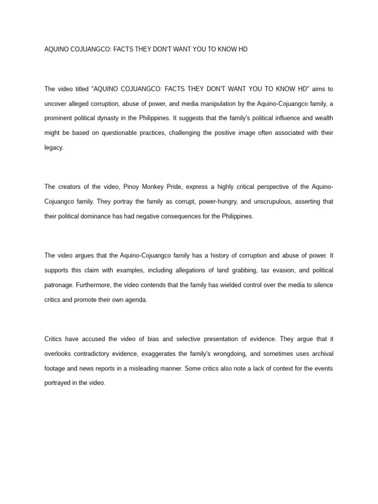Aquino-Cojuangco Controversy Exposed | PDF