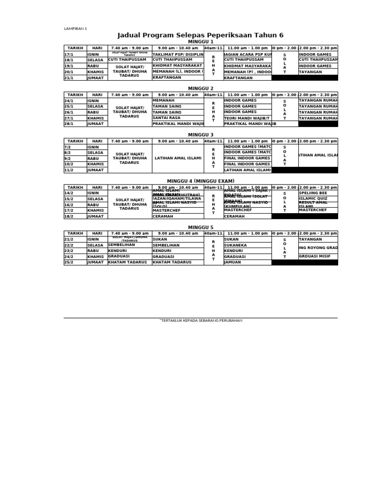 Jadual PSP 2024 | PDF