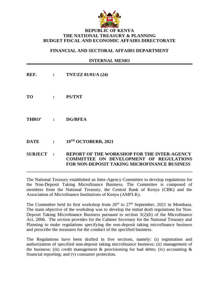 Memo To PS-TNT FWD Draft N-DTMFB Regulations - 18.10.2021 | PDF ...