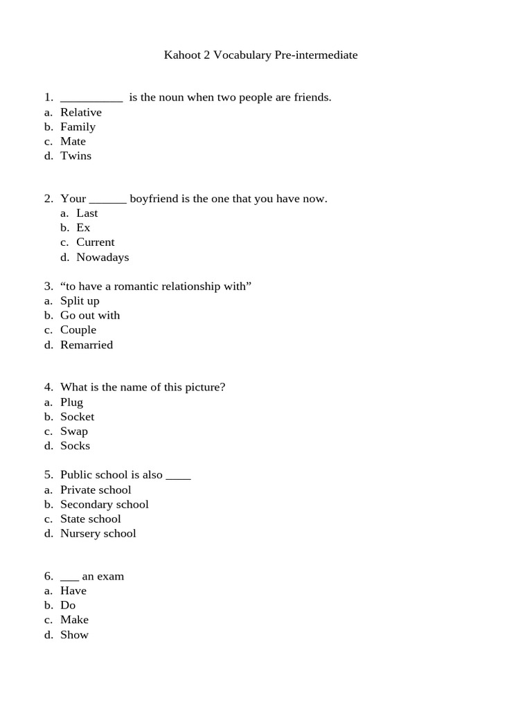 Kahoot 2 Vocab-2 | PDF