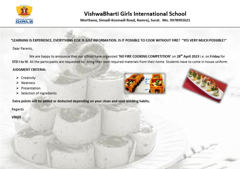 No Fire Cooking Competition 1-4 | PDF