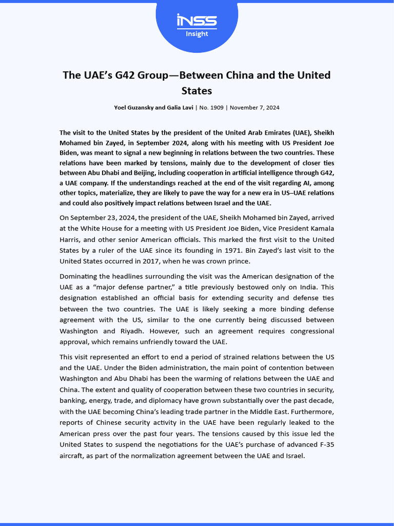 The UAE's G42 Group-Between China and The United States | PDF | United ...