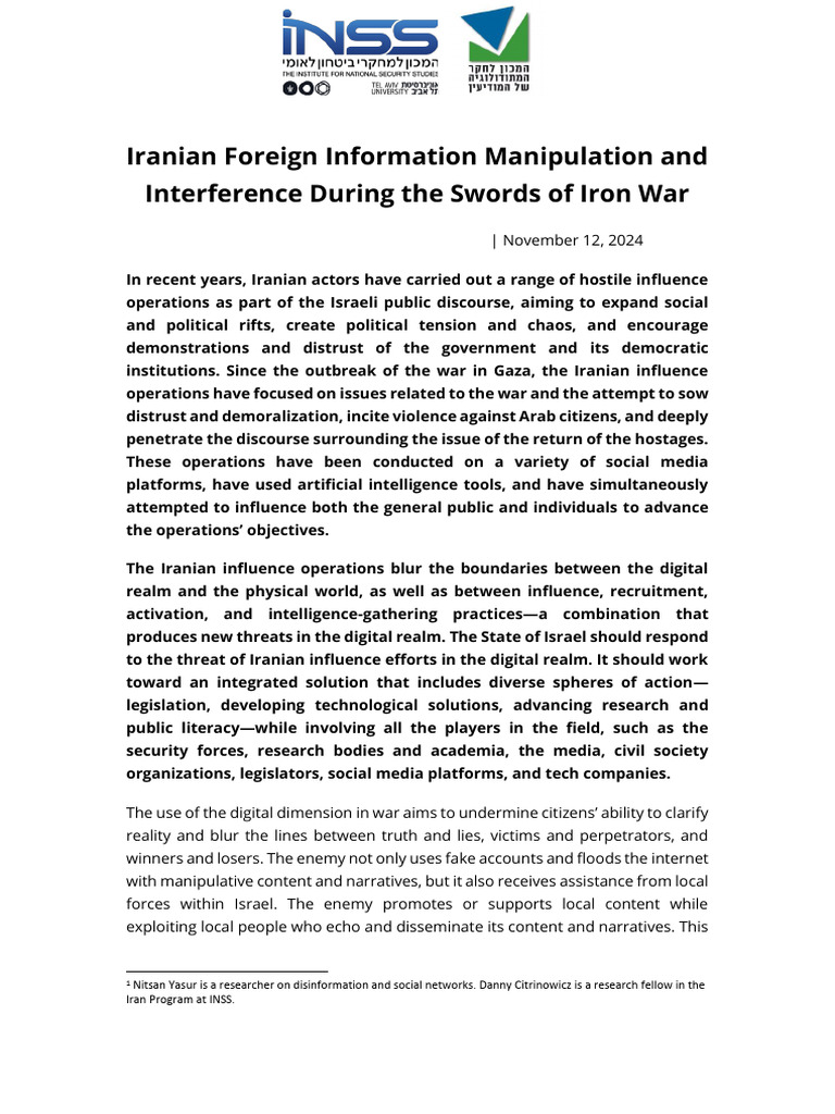 Iranian Foreign Information Manipulation and Interference During The ...