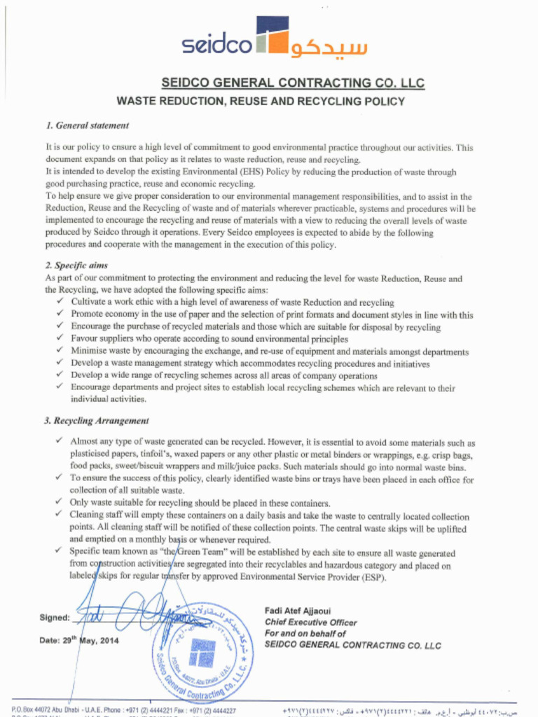 Waste Reduction Policy | PDF