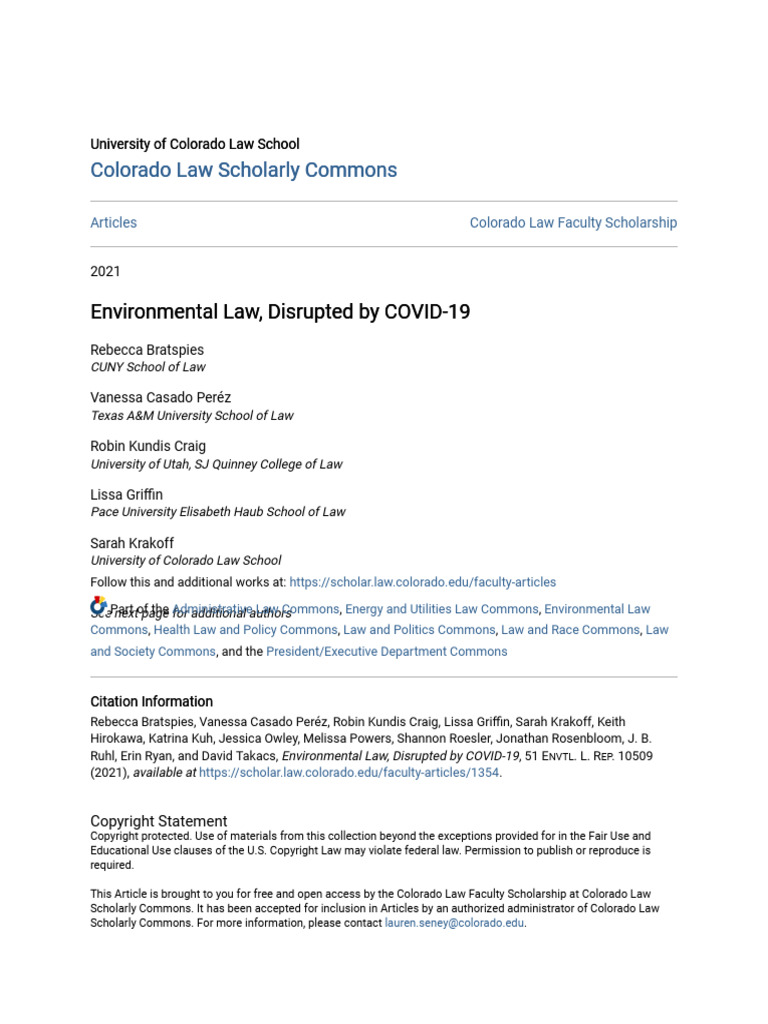 Environmental Law Disrupted by COVID-19 | PDF | Air Pollution ...