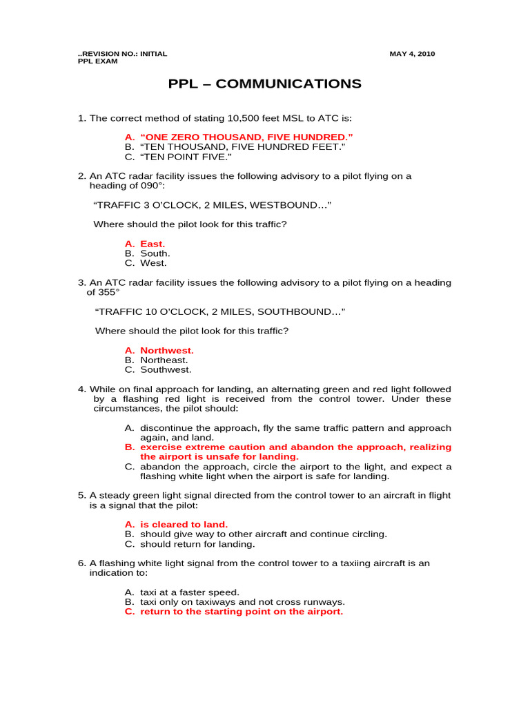 (PPL) Communication | PDF | Air Traffic Control | Transport Safety