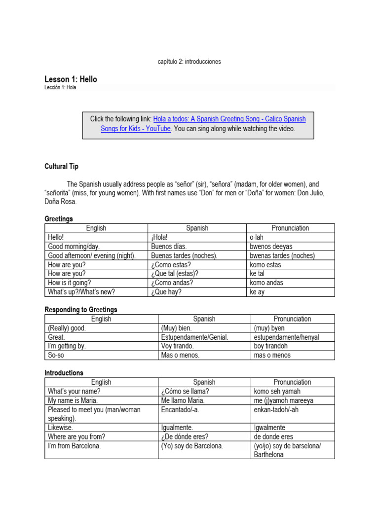 SPANISH CHAPTER 2 (Edited) | PDF | Cost Of Living | Grammar
