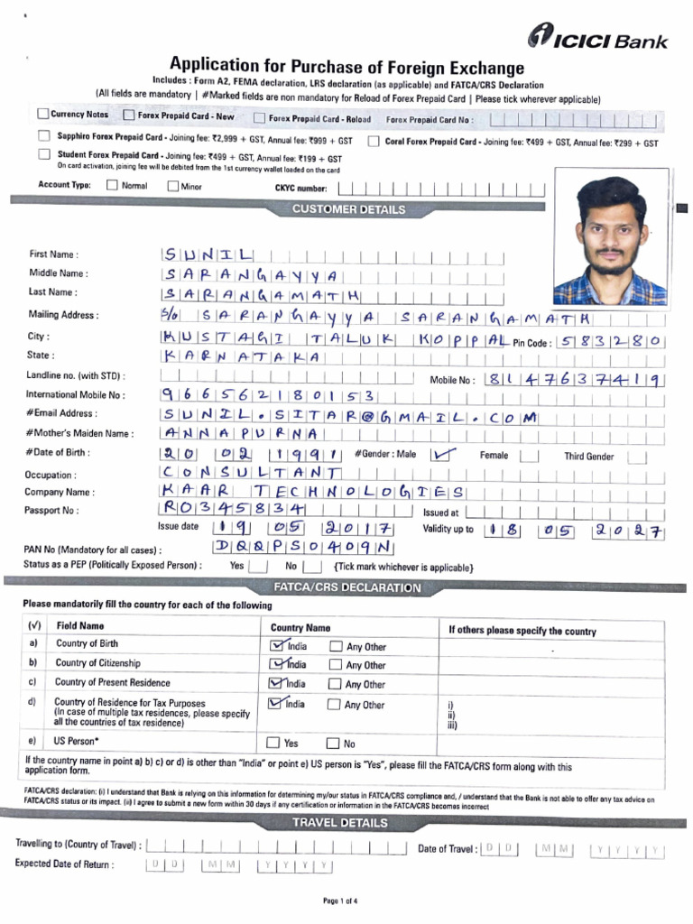Travel Card Activation Form | PDF | Foreign Exchange Market | Debit Card