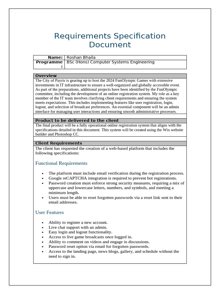 Requirements Specification Document | PDF | Usability | Password