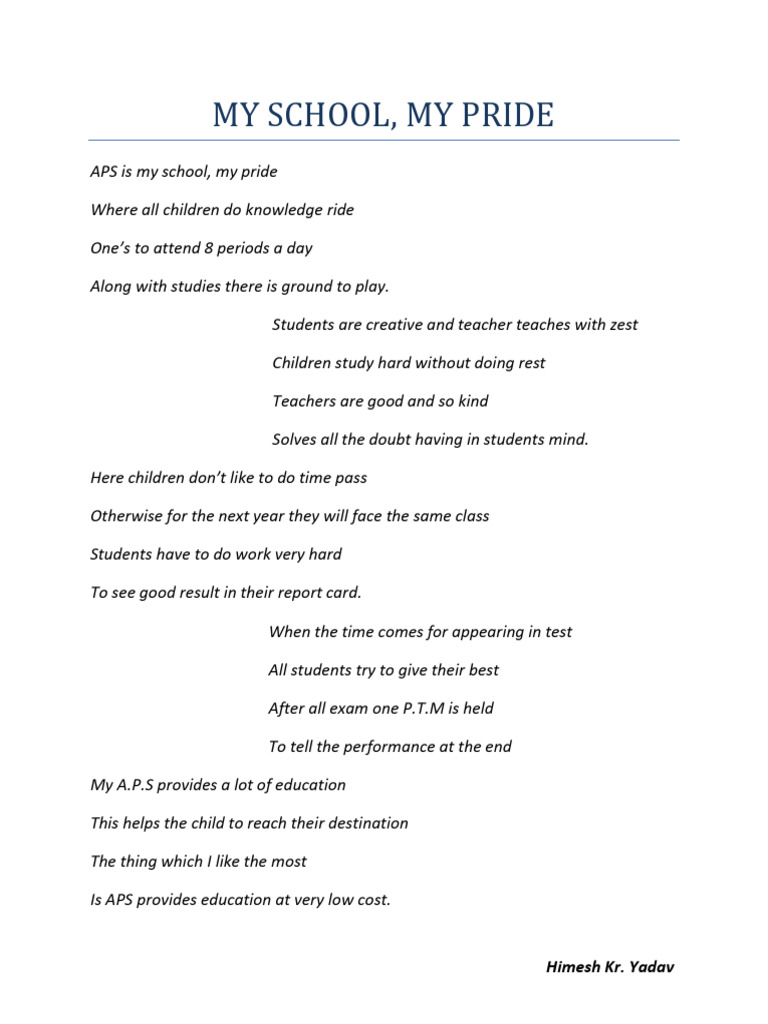 My School, My Pride: APS Experience | PDF | Wellness