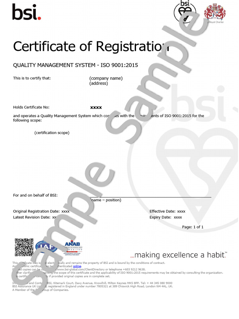 Cert Sample - QMS | PDF