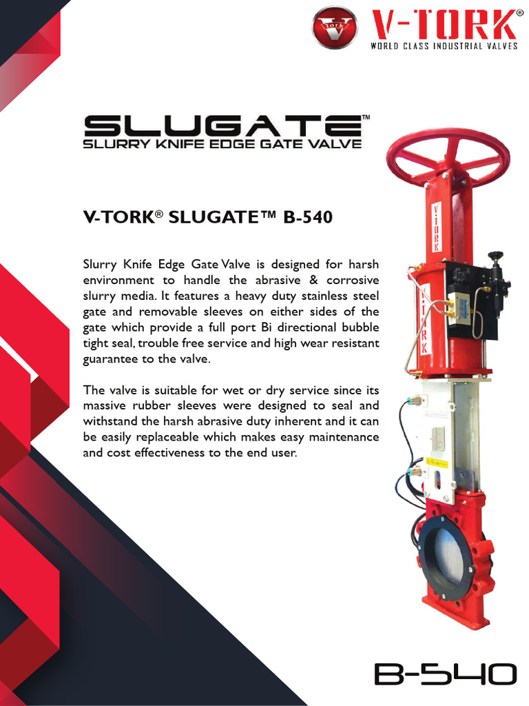 V-Tork Slurry Kni̇fe Valve | PDF | Valve | Stainless Steel