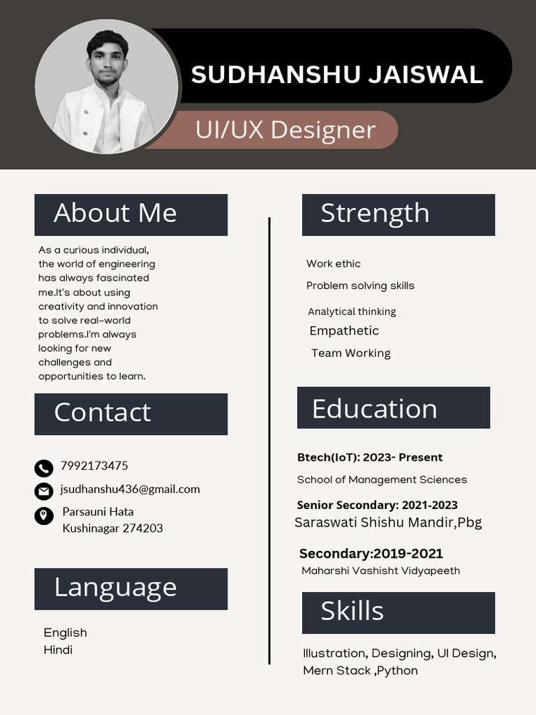Gray & Cream Professional UI UX Designer Resume | PDF | Computers
