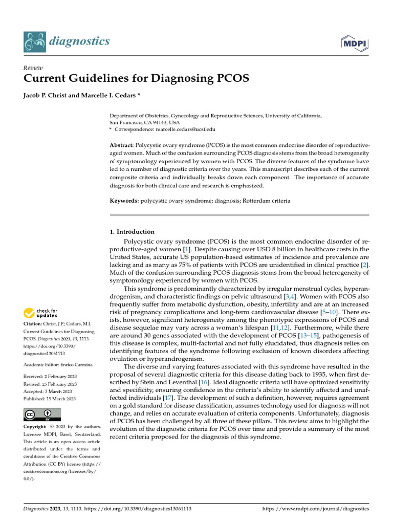 Dignosispcos Current Guidelines | PDF | Polycystic Ovary Syndrome ...