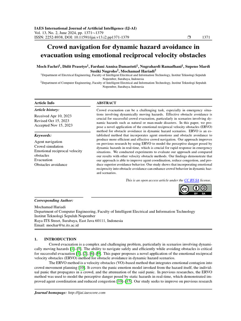 Crowd navigation for dynamic hazard avoidance inevacuation using ...