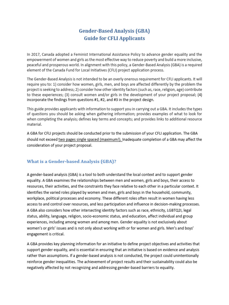 CFLI Lebanon Gender-Based Analysis Guide-En | PDF | Gender | Gender Studies