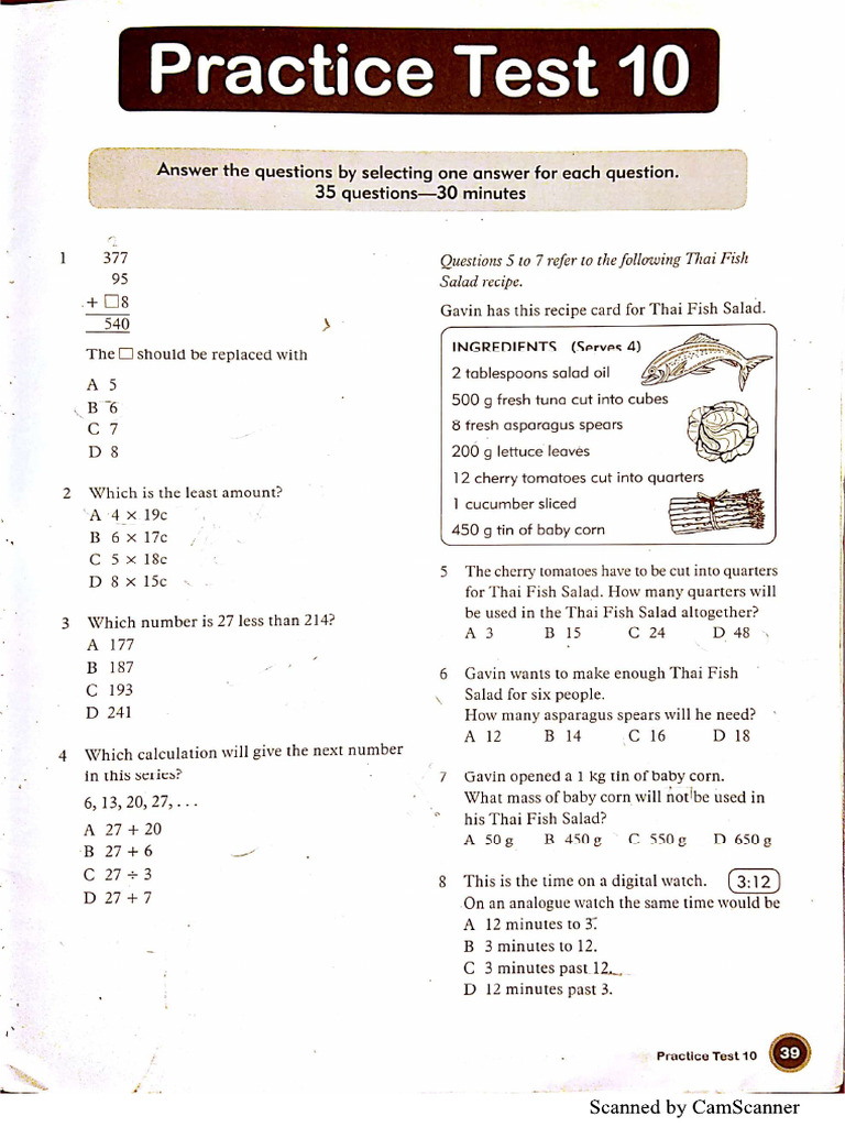 OC Maths Test 10 | PDF