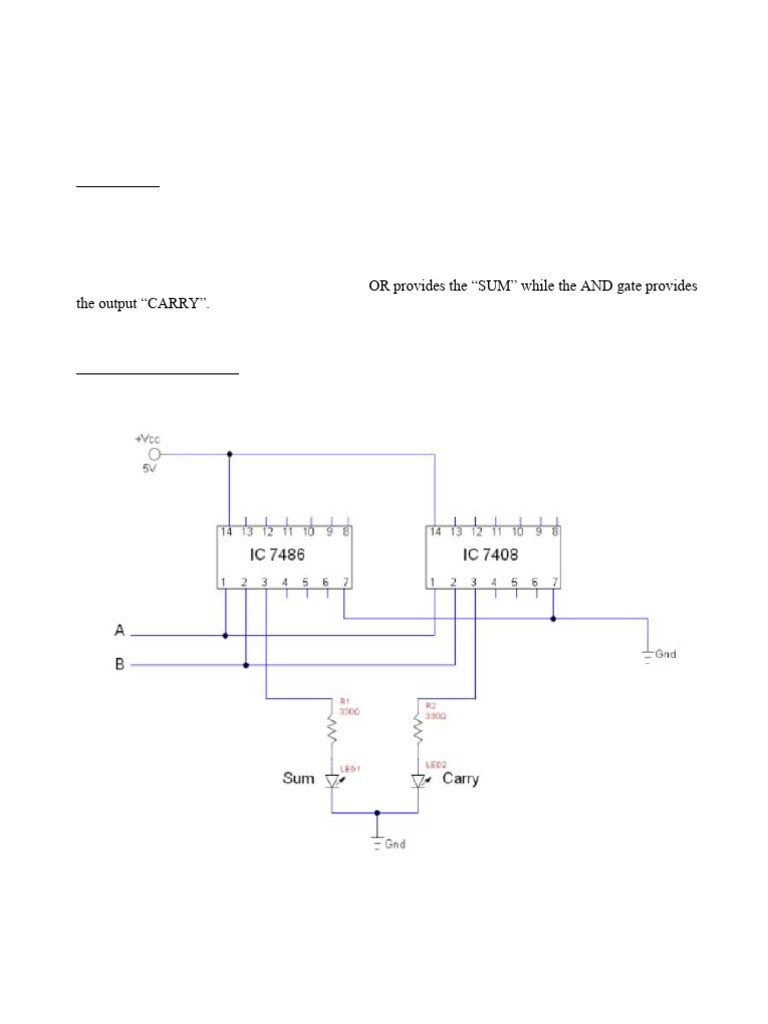 Half Adder - Project Report | PDF | Logic Gate | Electronic Circuits