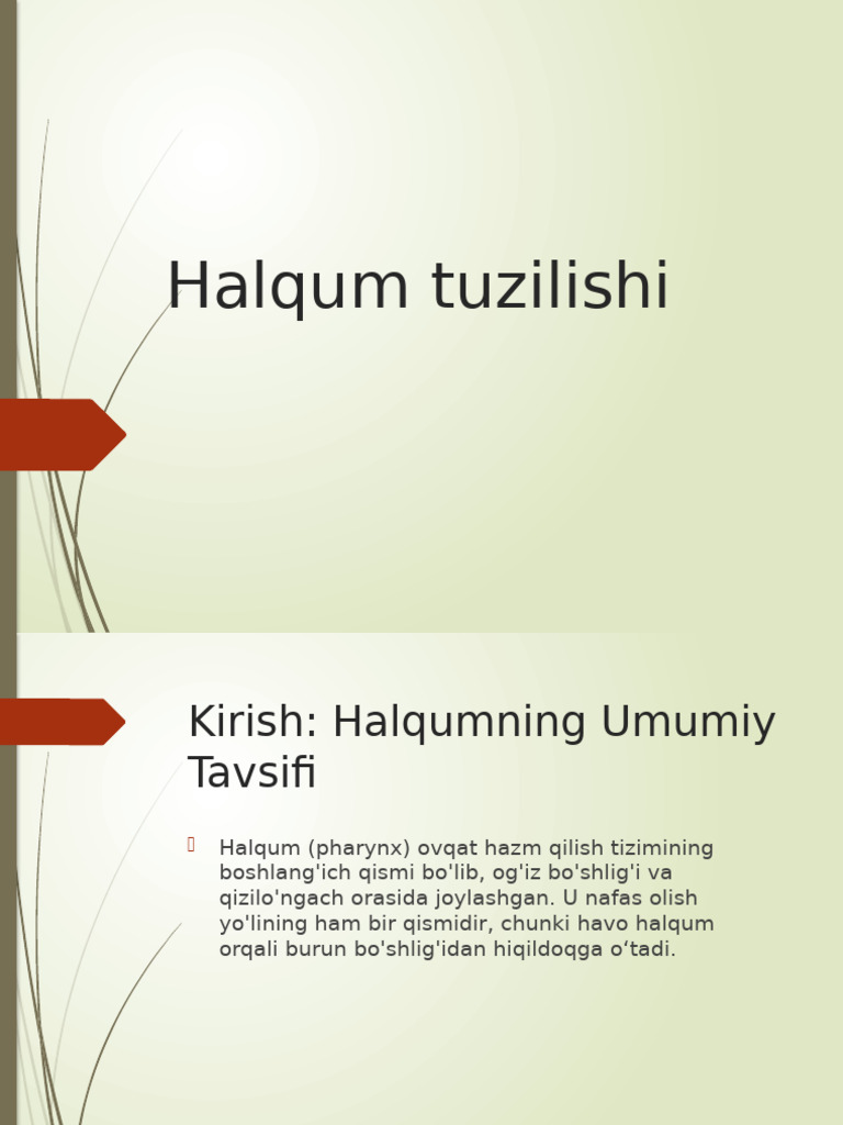 Halqum Taqdimot Detalizatsiyalangan | PDF