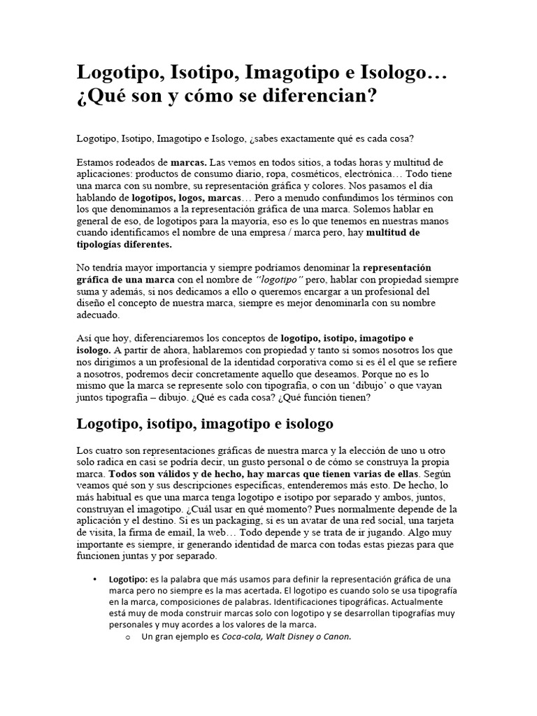 Diferencias entre logotipo e isotipo | PDF | Logos | Marca
