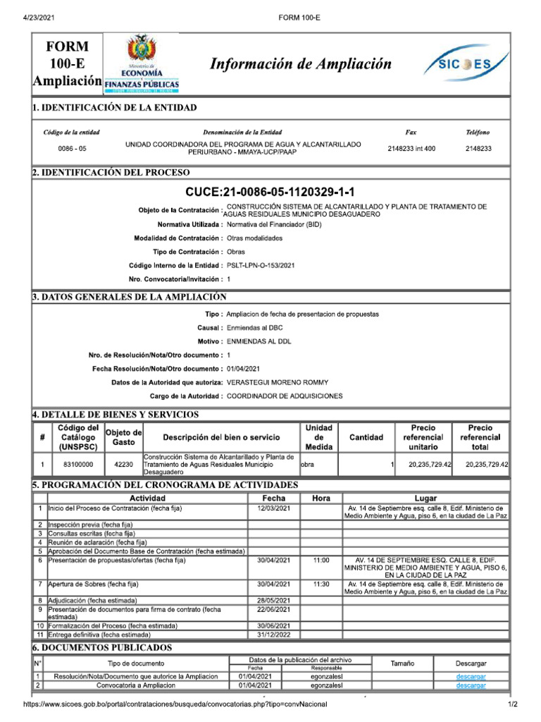 Formulario 100 Desaguadero | PDF