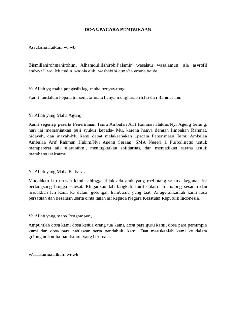 DOA UPACARA PTA & DA (Print) | PDF