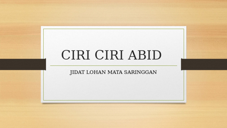Ciri Ciri Abid | PDF
