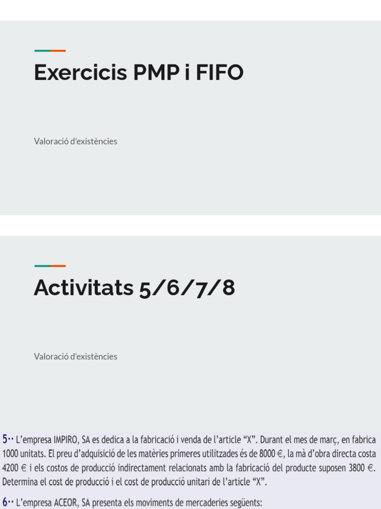 Exercicis PMP I FIFO | PDF