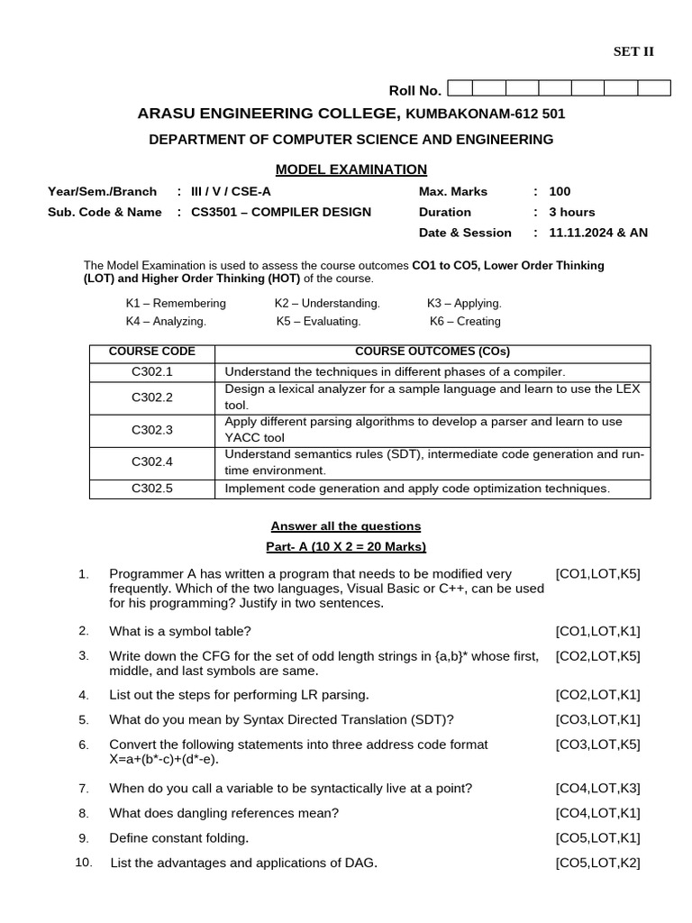 QP CD Model Set2 Asec | PDF | Parsing | Compiler