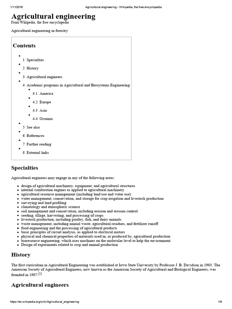 Agricultural Engineering - Wikipedia, The Free Encyclopedia | PDF ...