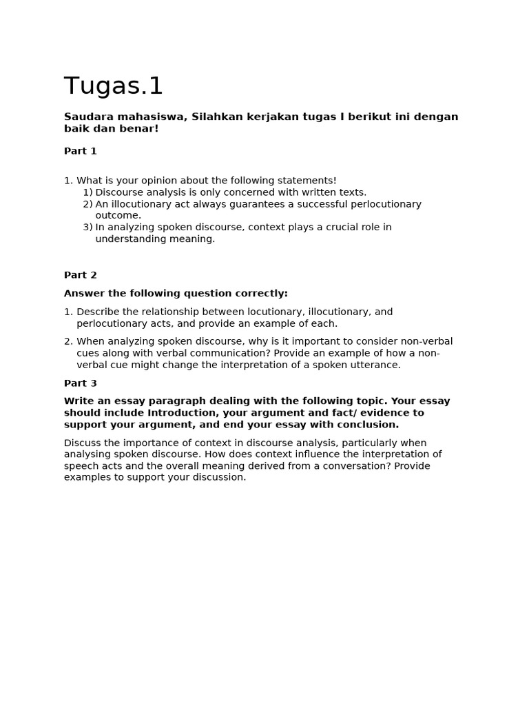 Tugas I Discourse 2024 | PDF
