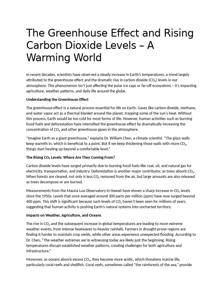 The Greenhouse Effect and Rising Carbon Dioxide Levels | PDF ...