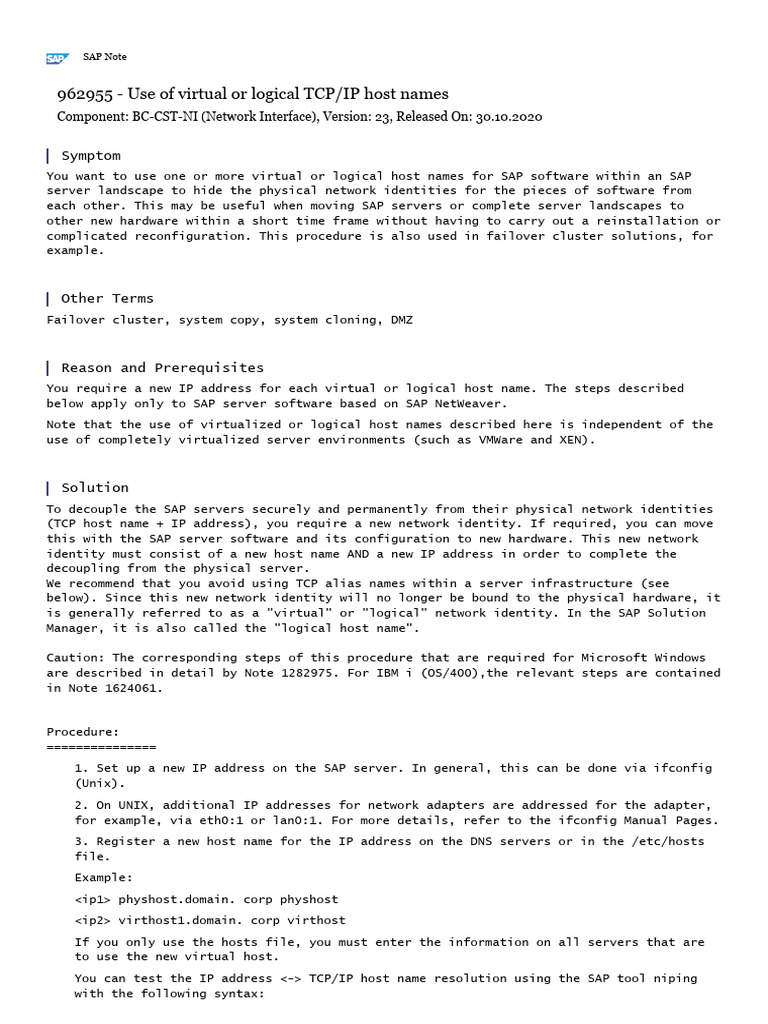 Use of Virtual or Logical TCP IP Host Names | PDF | Computer Network ...