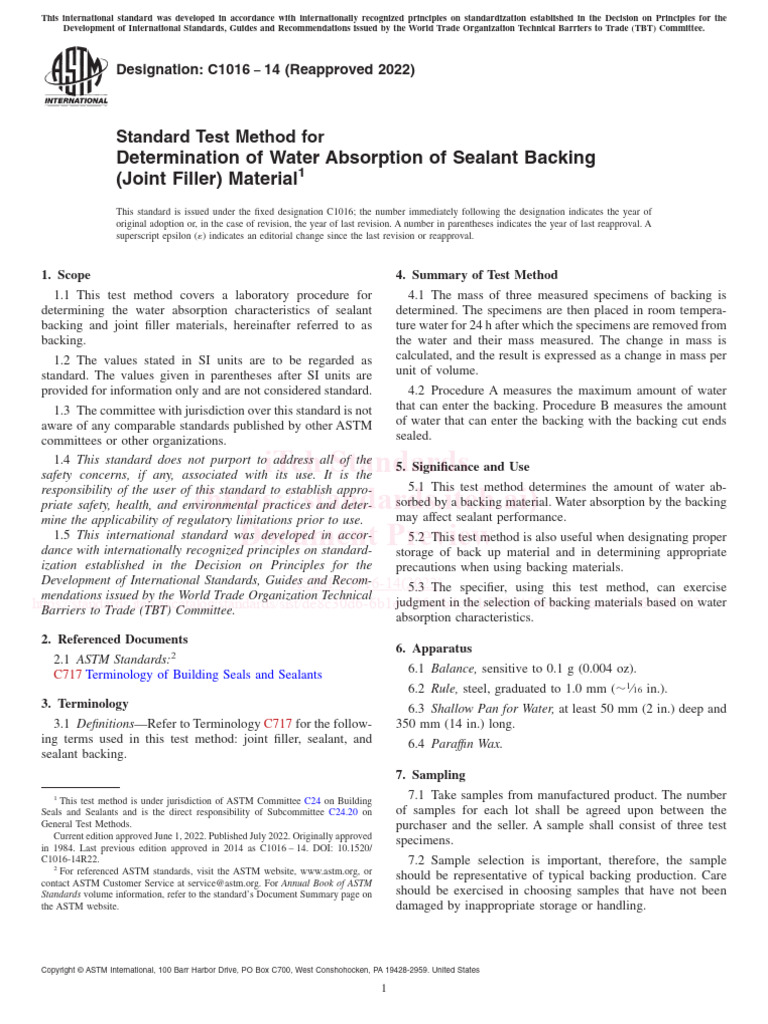 Astm C1016-14 (2022) - Astm C1016-14 (2022) | PDF | Volume | Area