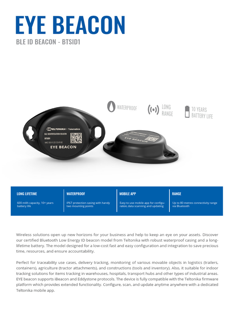 Datasheet Eye Beacon | PDF | Electrical Engineering | Telecommunications Engineering