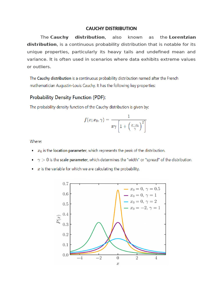 Cauchy Distribution Overview | PDF | Outlier | Mean